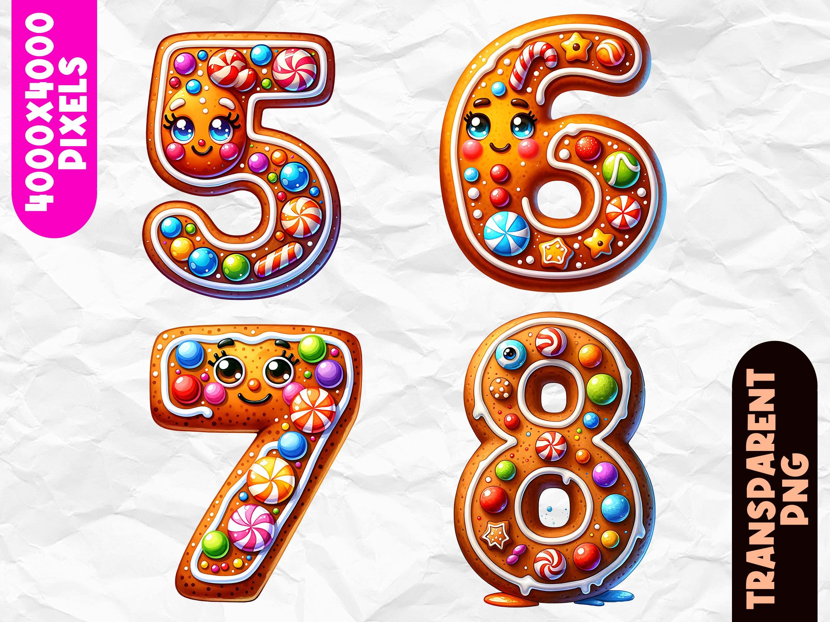 Gingerbread Number Clipart, Cute Gingerbread, Holiday Number Clipart ...