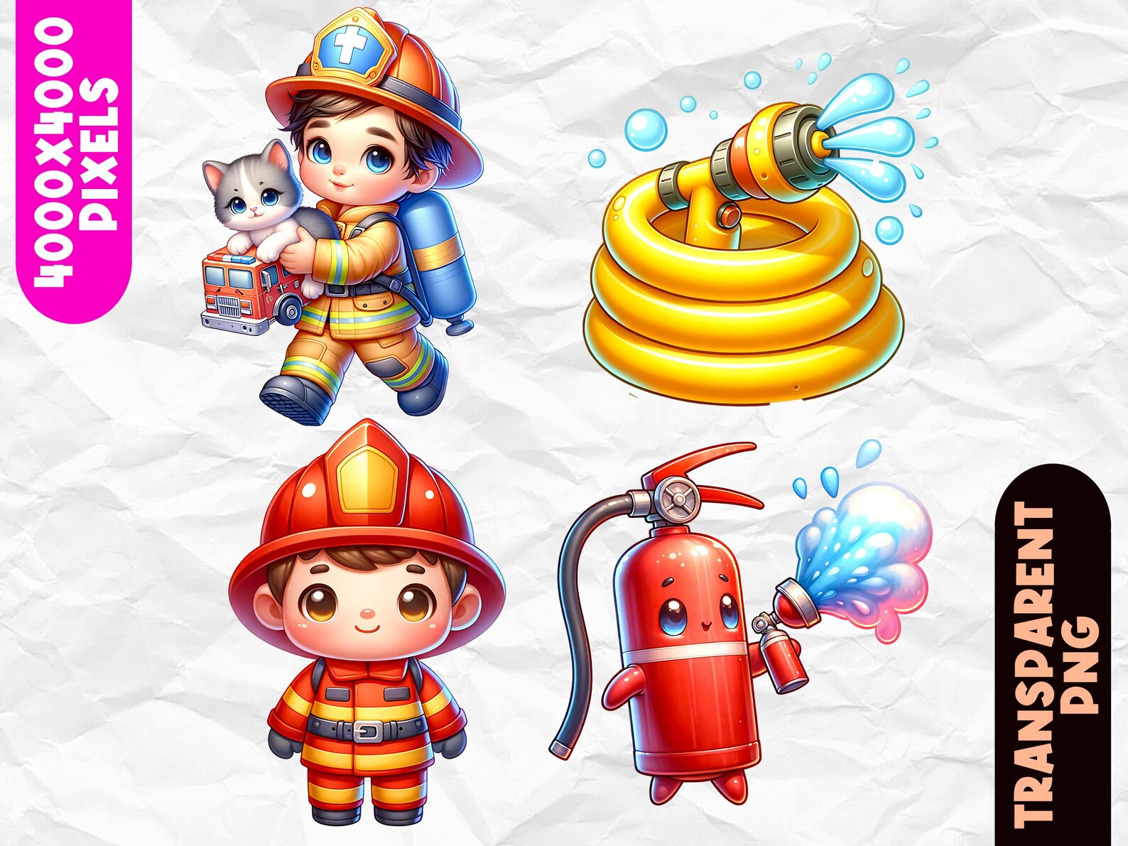 Firefighter Clipart PNG, Watercolor Firefighter Graphics, Fire Truck ...