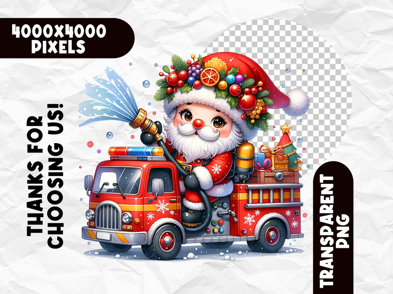 Christmas Firefighter Clipart, Cute Fireman PNG, Holiday Firefighter ...