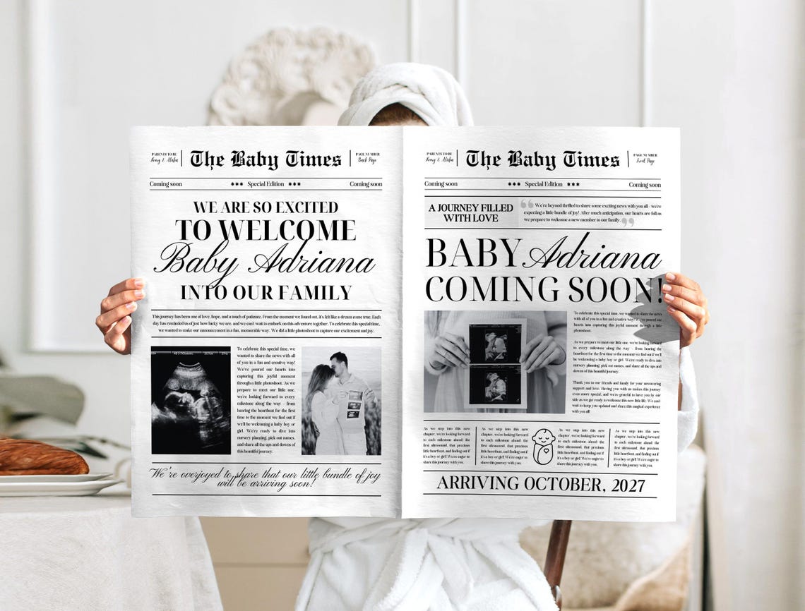 Newspaper Pregnancy Announcement, Baby Announcement Newspaper ...