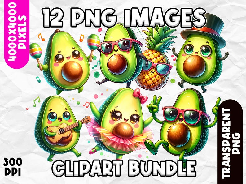 Dancing Avocado Clipart, Playful Avocado PNG, Cute Food Graphics, Funny ...