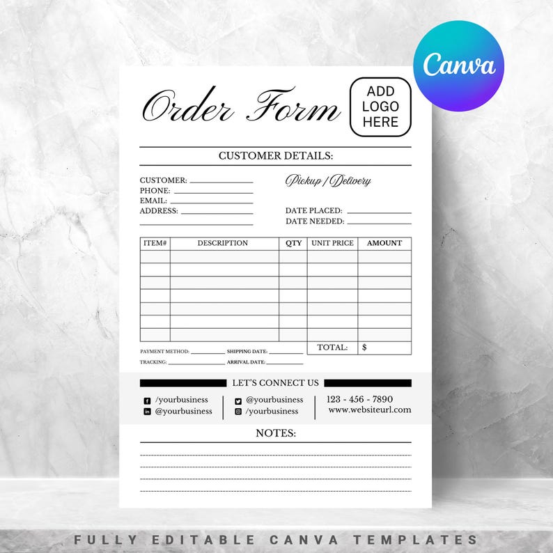 Order Form Template, Custom Order Form, Small Business Order Form ...