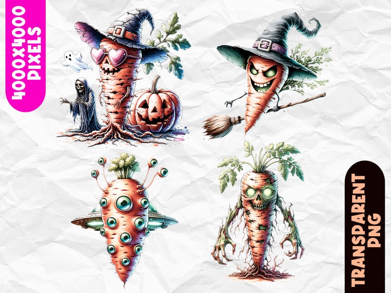 Ghost Carrot Clipart, Cute Halloween Carrot PNG, Vegetable ...