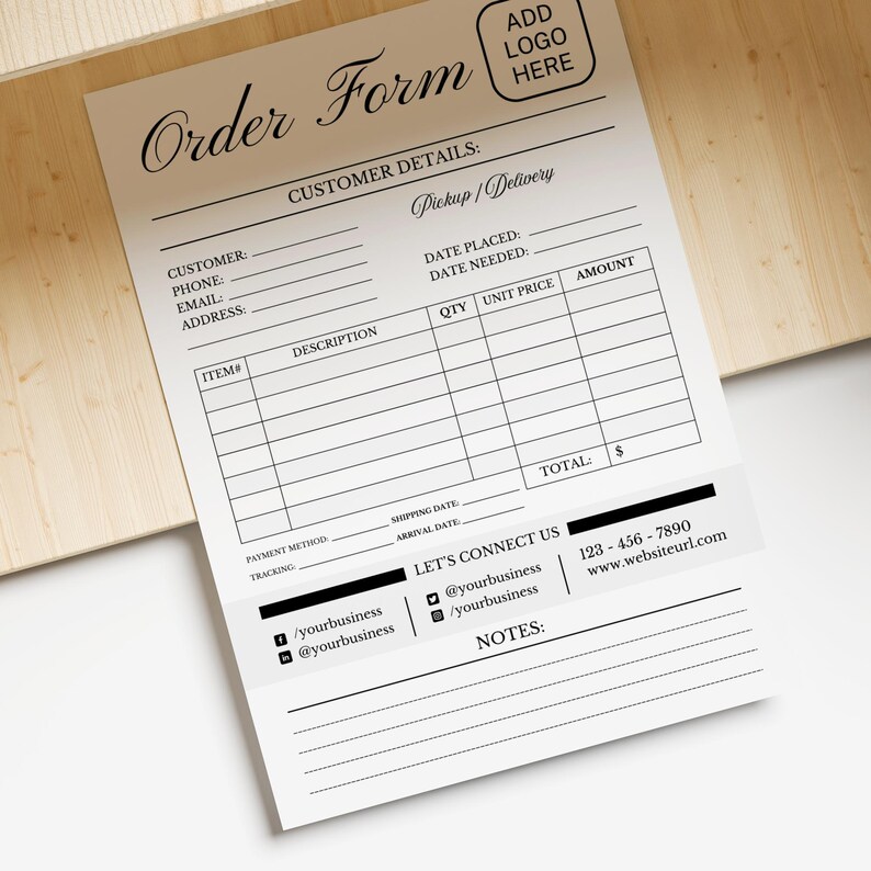 Order Form Template, Custom Order Form, Small Business Order Form ...