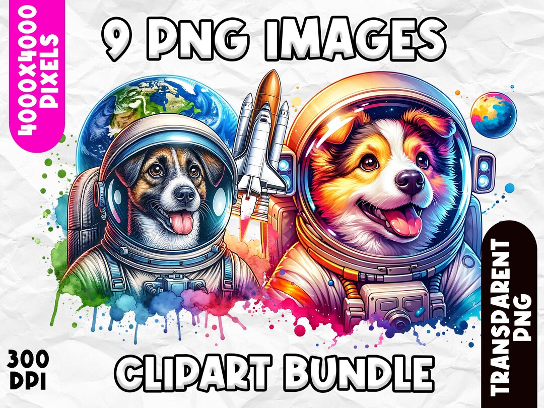 Astronaut Dog Clipart, Space Dog PNG, Dog in Spacesuit Art, Space Dog ...