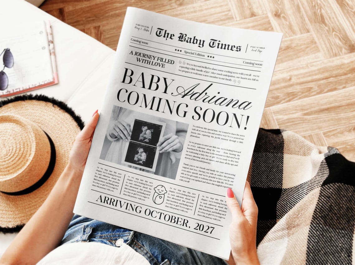 Newspaper Pregnancy Announcement, Baby Announcement Newspaper ...
