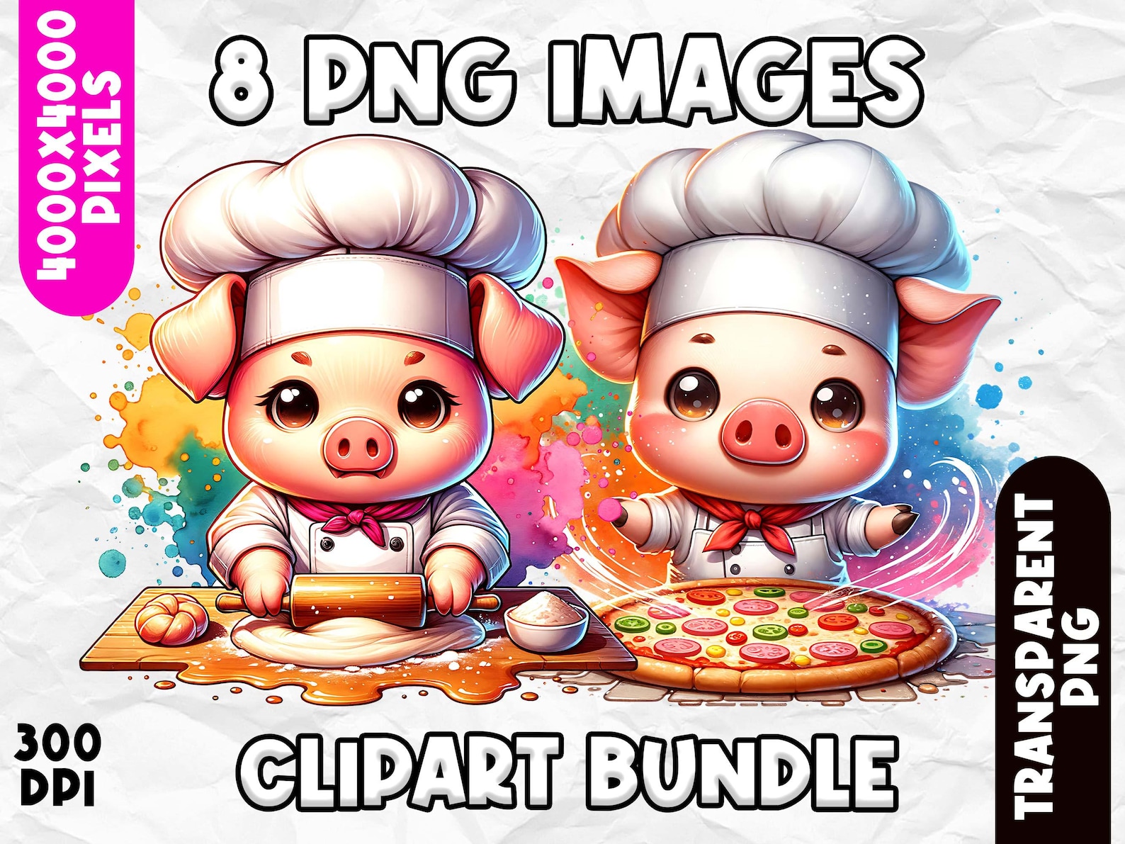 Chef Pig Clipart, Funny Pig Art, Cooking Pig Clipart, Chef Pig PNG, Pig ...