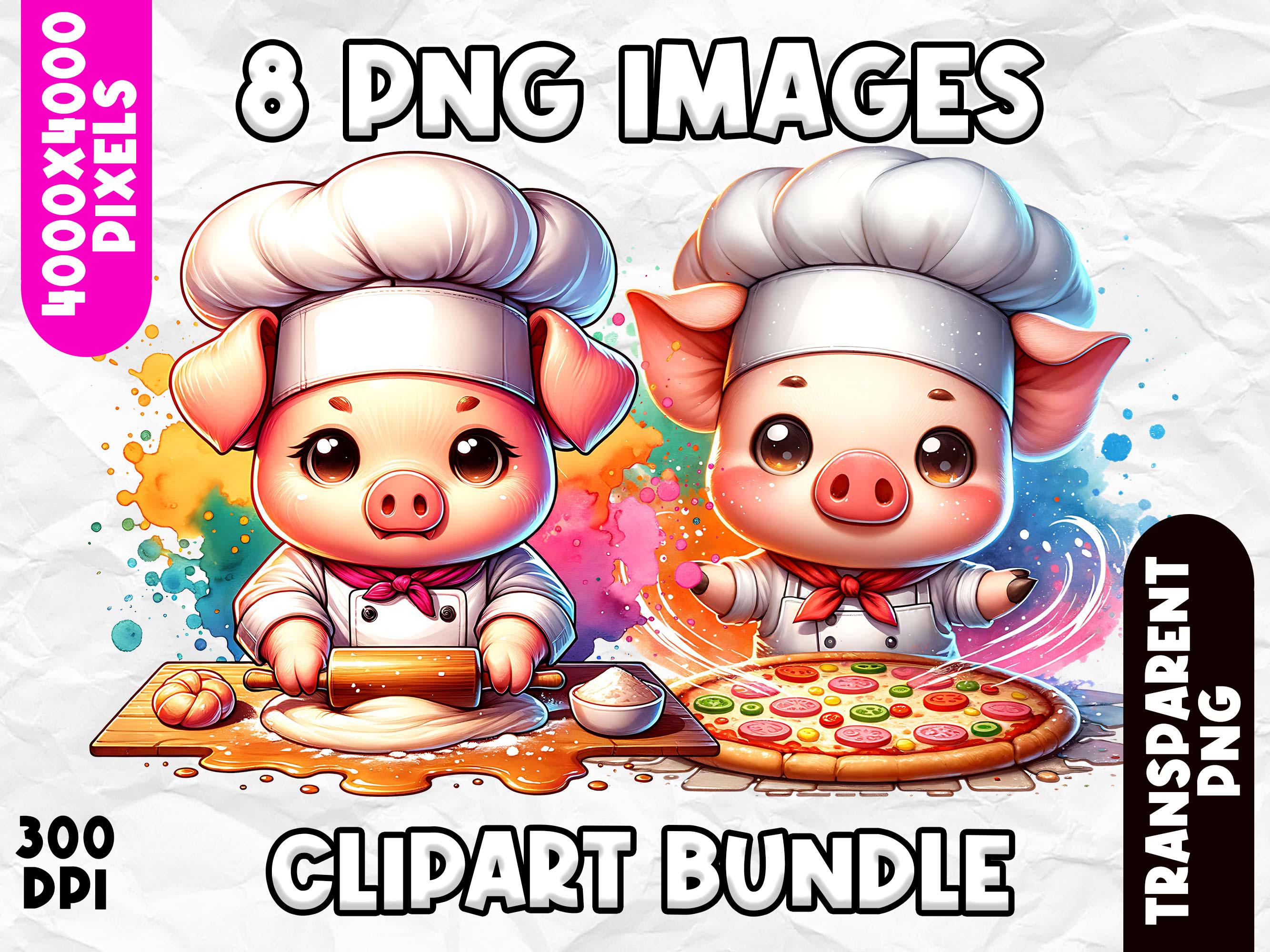 Chef Pig Clipart, Funny Pig Art, Cooking Pig Clipart, Chef Pig PNG, Pig ...