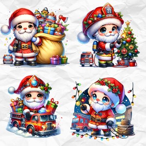 Christmas Firefighter Clipart, Cute Fireman PNG, Holiday Firefighter ...