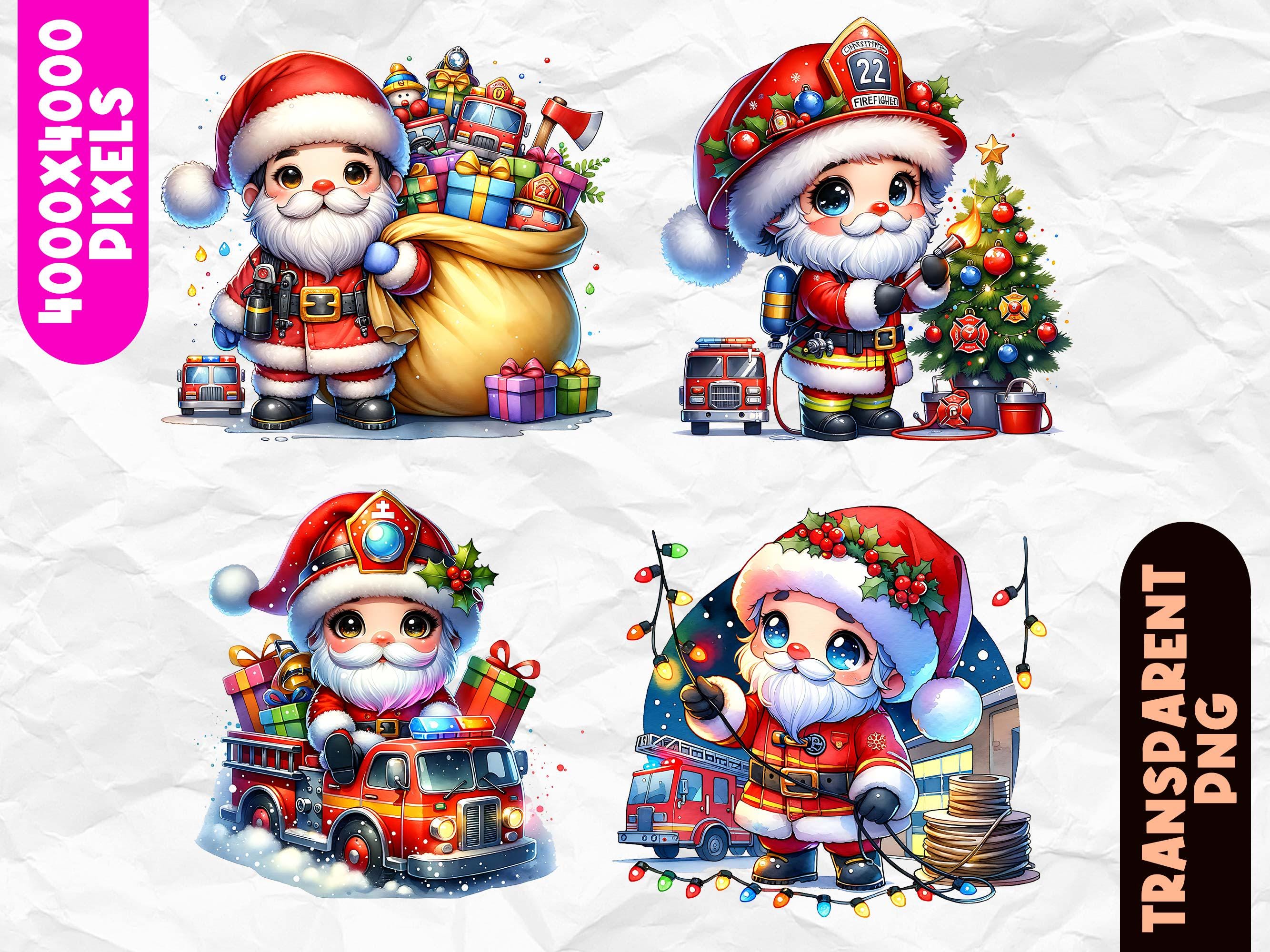 Christmas Firefighter Clipart, Cute Fireman PNG, Holiday Firefighter ...