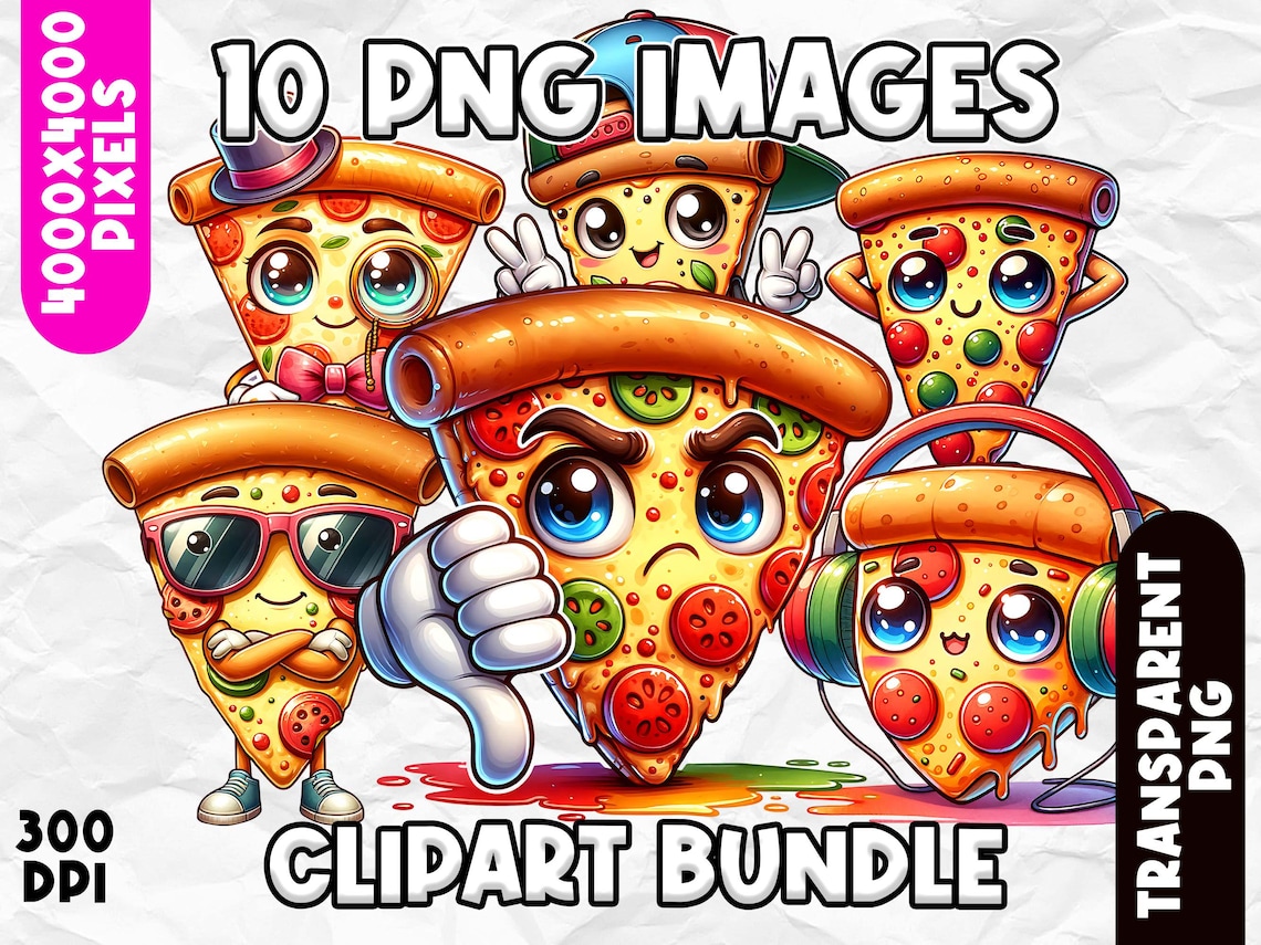 Cute Pizza Clipart, Fun Pizza Art PNG, Funny Pizza Graphics, Pizza ...