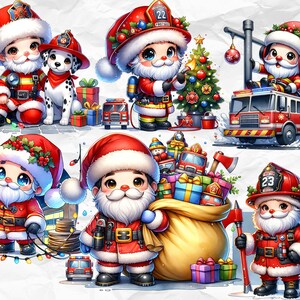 Christmas Firefighter Clipart, Cute Fireman PNG, Holiday Firefighter ...