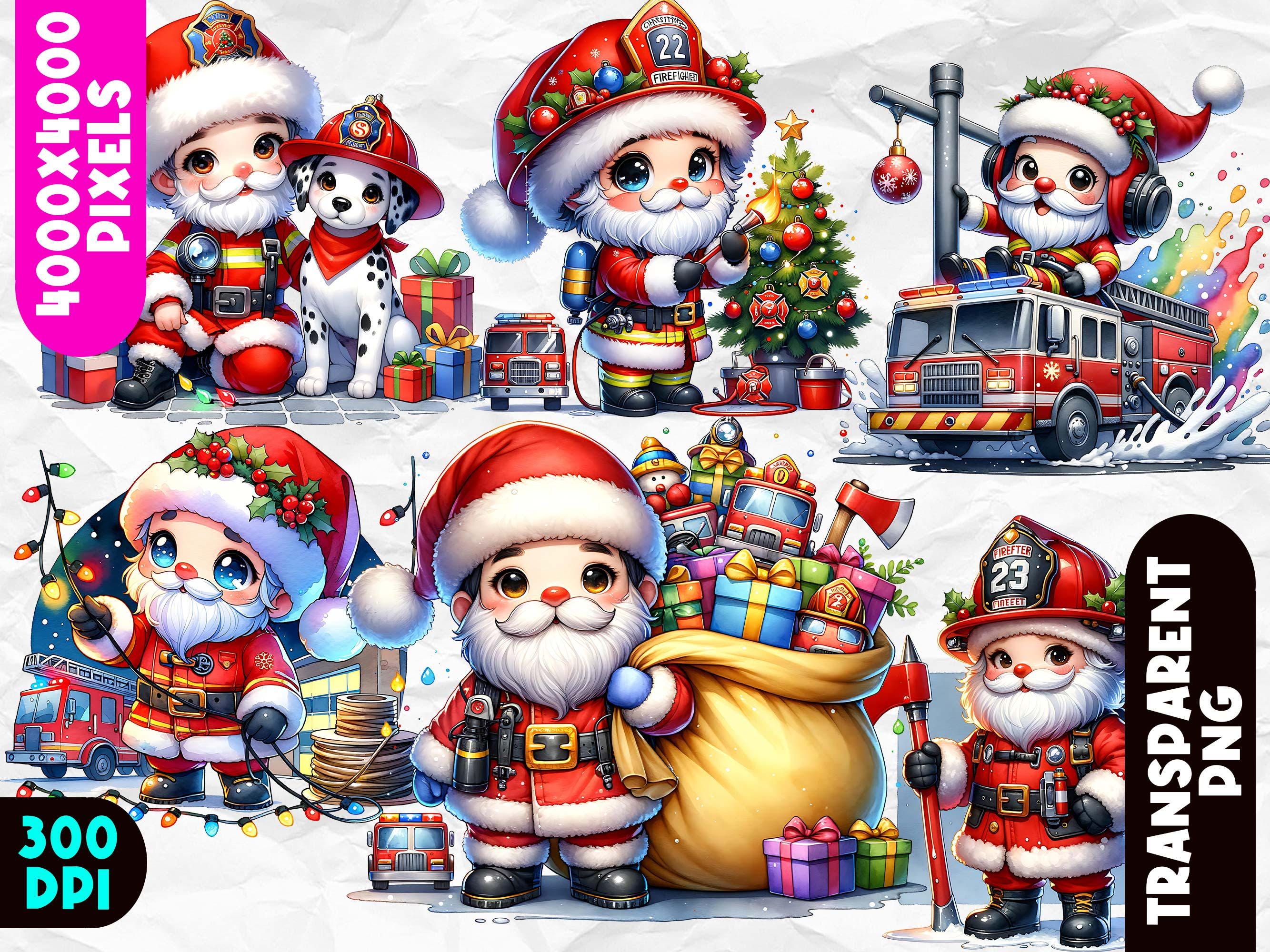 Christmas Firefighter Clipart, Cute Fireman PNG, Holiday Firefighter ...
