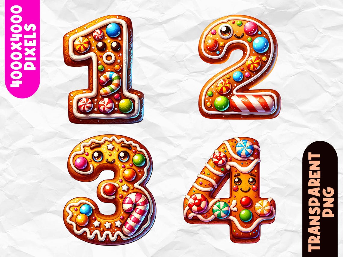 Gingerbread Number Clipart, Cute Gingerbread, Holiday Number Clipart ...