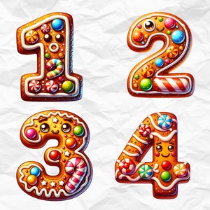 Gingerbread Number Clipart, Cute Gingerbread, Holiday Number Clipart ...