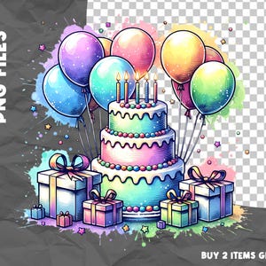 Birthday Cake Clipart, Birthday Party Graphics, PNG Cake Art, Colorful ...