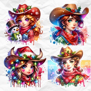 Christmas Cowgirl Clipart, Holiday Western Clipart, Cowgirl Clipart PNG ...