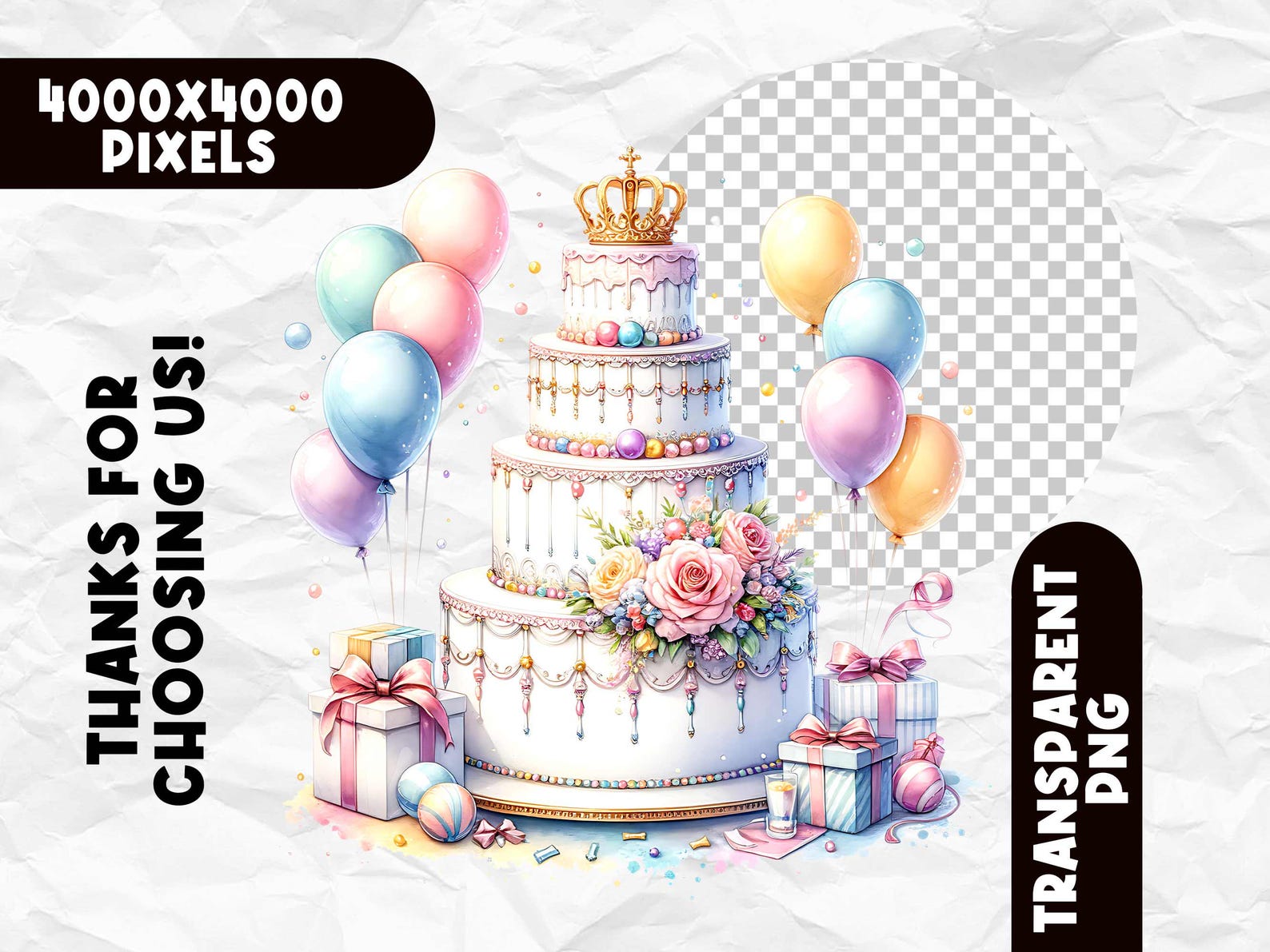Birthday Cake Clipart, Birthday Party Graphics, PNG Cake Art, Colorful ...