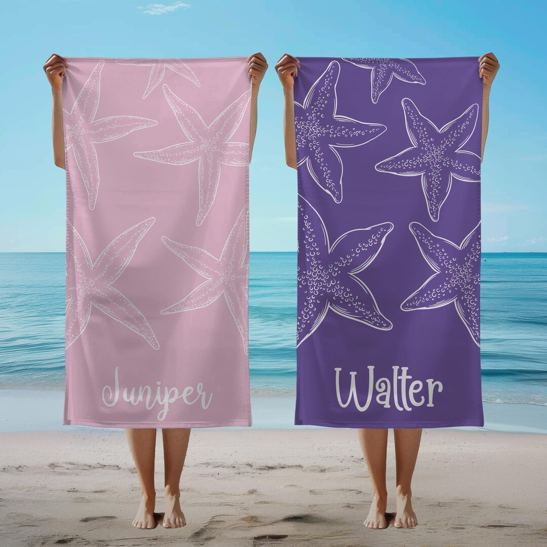 Personalized Starfish Beach Towel, Custom Summer Towel for Her or Him, Girls Trip, Vacation ...