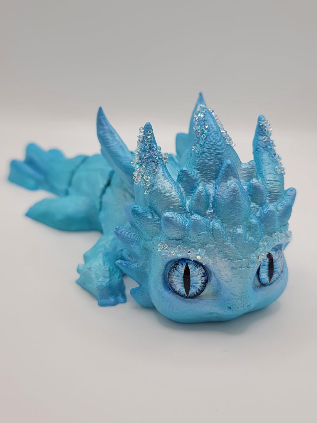 3D Printed Articulated Ice Dragon – Hand Airbrushed Blue Fantasy ...