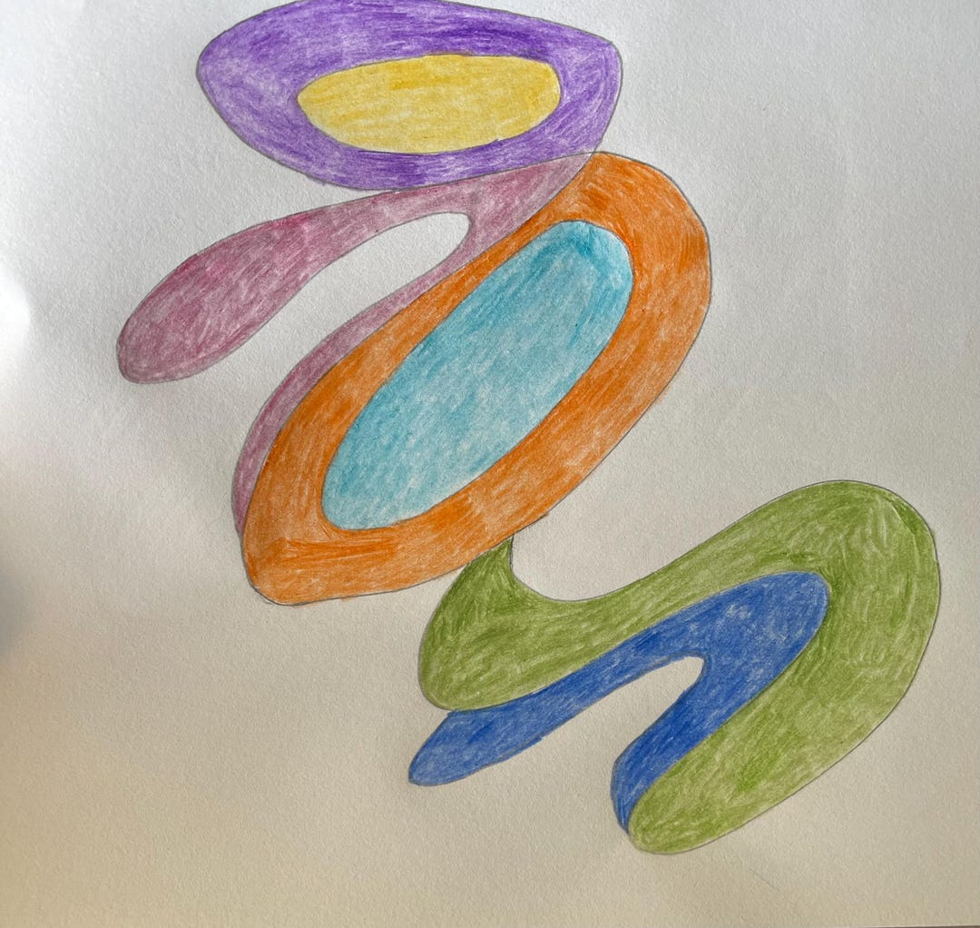 Swirling Shapes Colored Pencil Drawing - Etsy