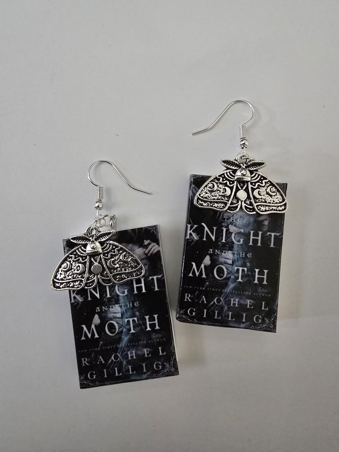 The Knight & the Moth Book Earrings W/moth Charms. - Etsy
