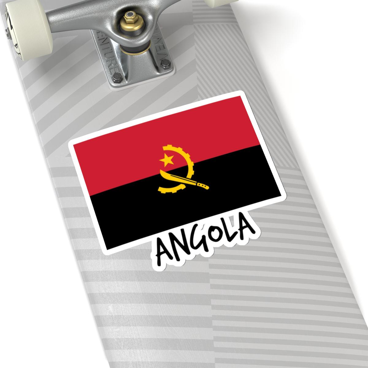 Angola Flag Travel Sticker - Kiss-cut Stickers, Scrapbook Decal, Laptop ...
