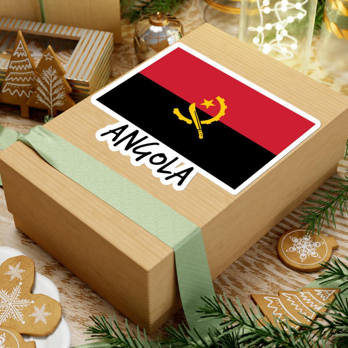 Angola Flag Travel Sticker - Kiss-cut Stickers, Scrapbook Decal, Laptop ...