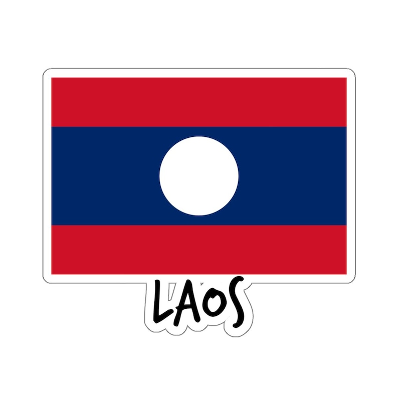 Laos Flag Travel Sticker - Kiss-cut Stickers, Travel Stickers, Laos ...