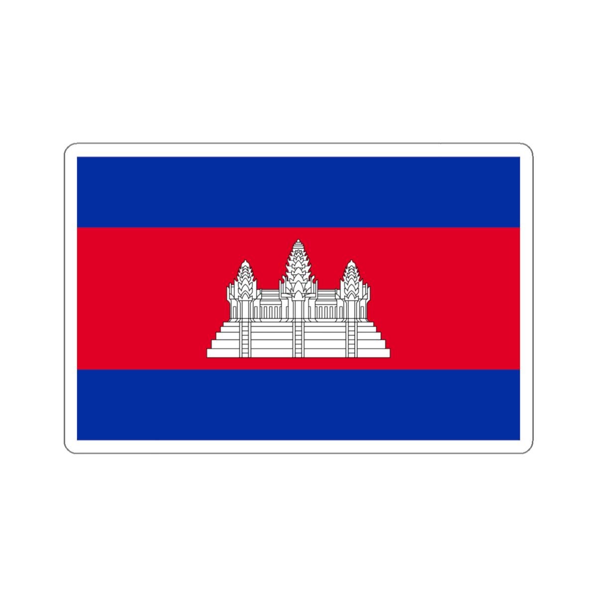 Cambodia Flag Travel Sticker - Kiss-cut Stickers, Cambodian Flag Decal ...