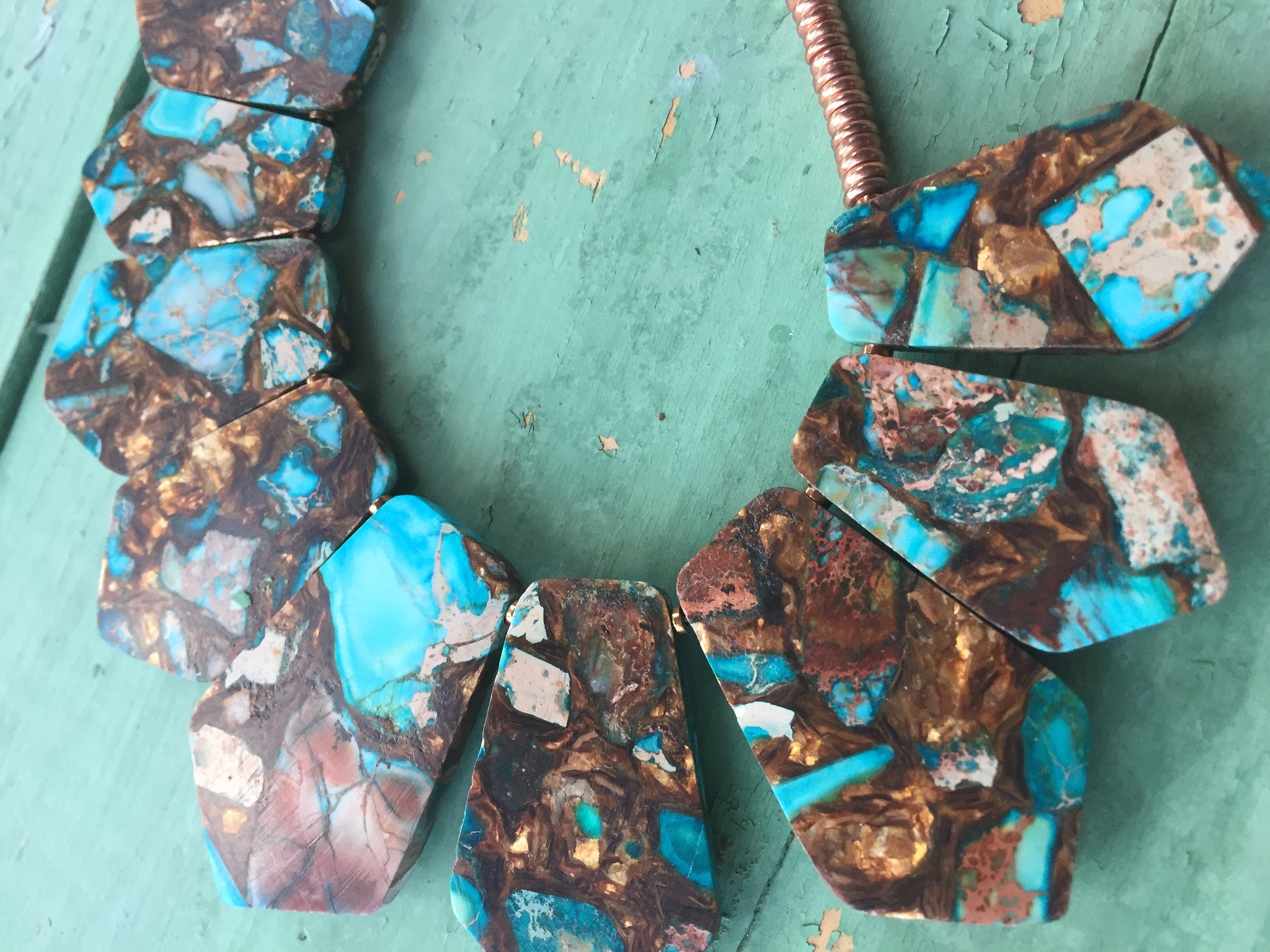 Handcrafted Graduated Gemstone Collar Necklace-blue Impression - Etsy ...