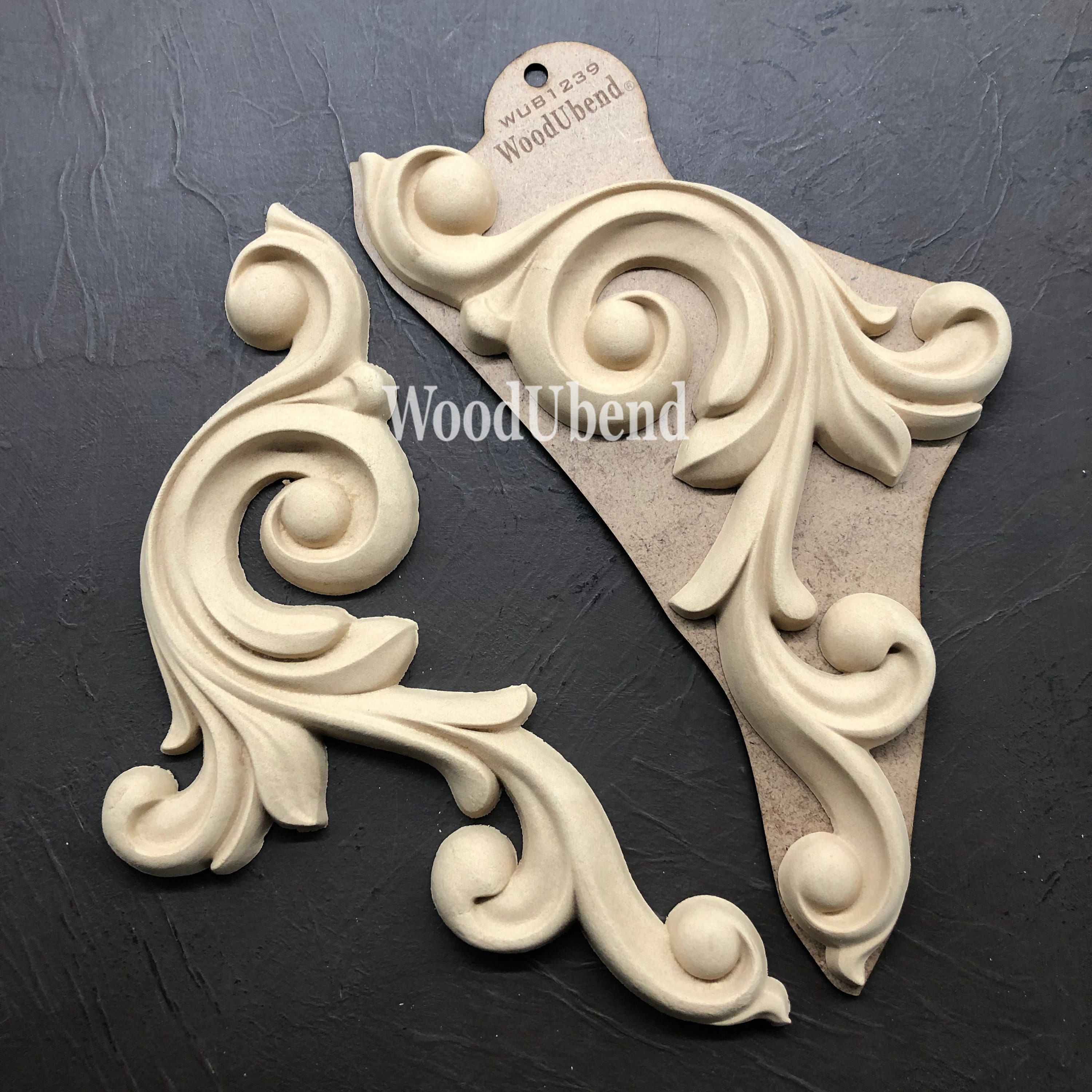 WUB 1239, Woodubend, Large Decorative Pair, Flourishes, Appliques ...
