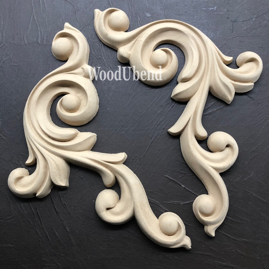 WUB 1239, Woodubend, Large Decorative Pair, Flourishes, Appliques ...
