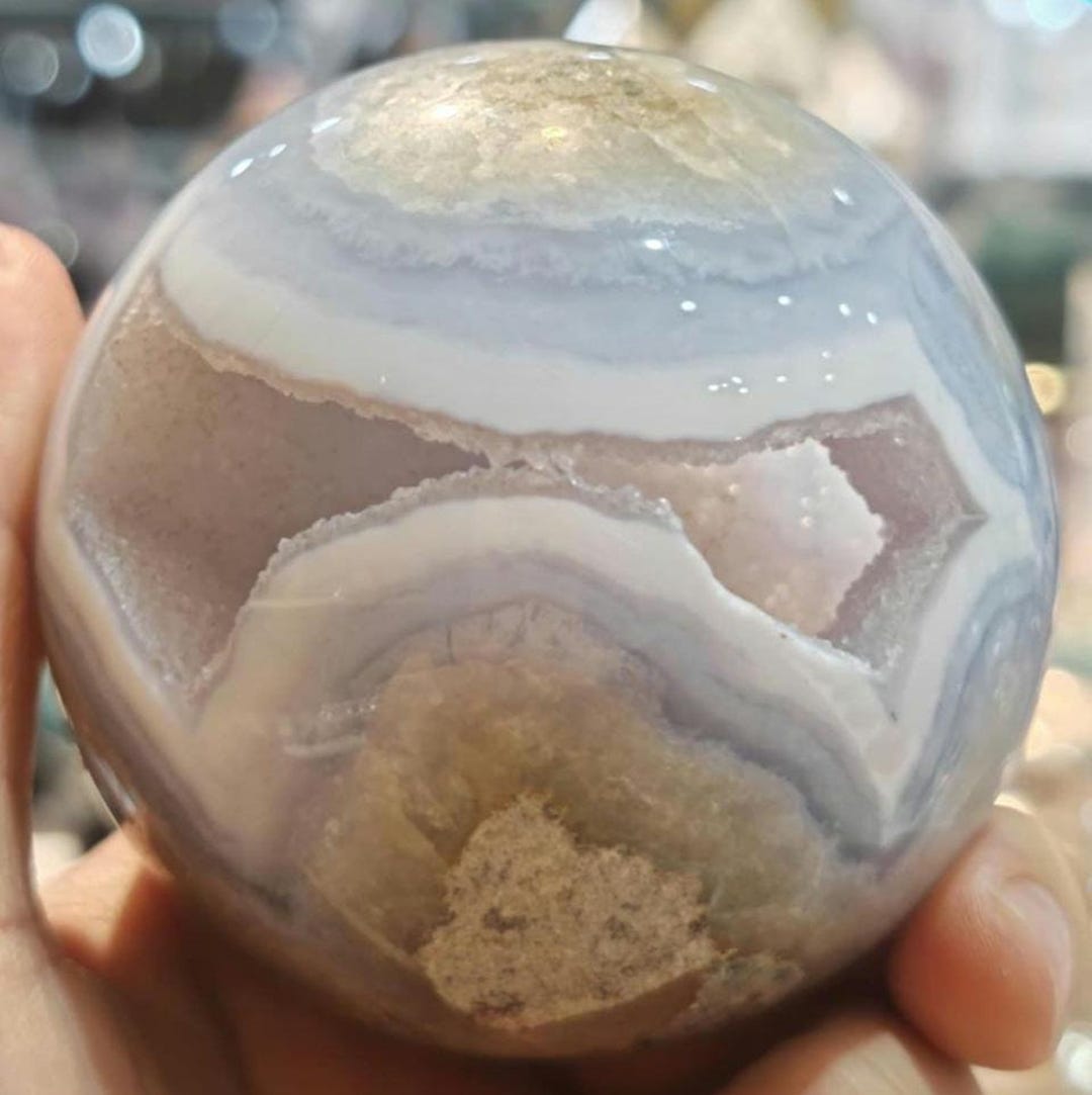 Blue Lace Agate Sphere - Etsy UK