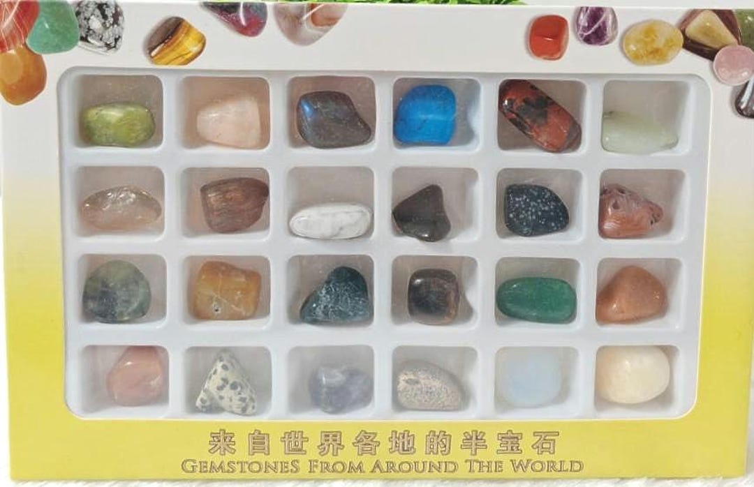 Gemstones From Around the World Crystal Tumble Box Set - Etsy