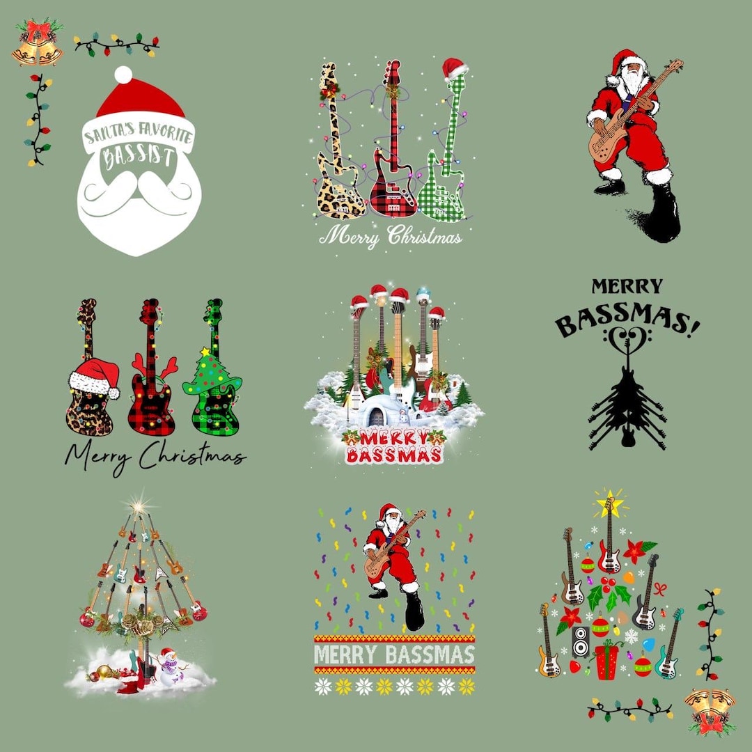 Bassist Christmas Bundle PNG, Merry Bassmas Png, Bass Player Christmas ...