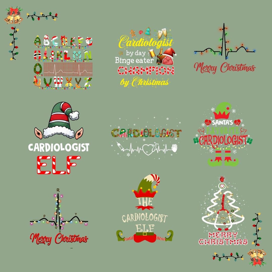 Cardiologist Christmas Bundle Png, Cardiology Christmas Png, Cardiac ...