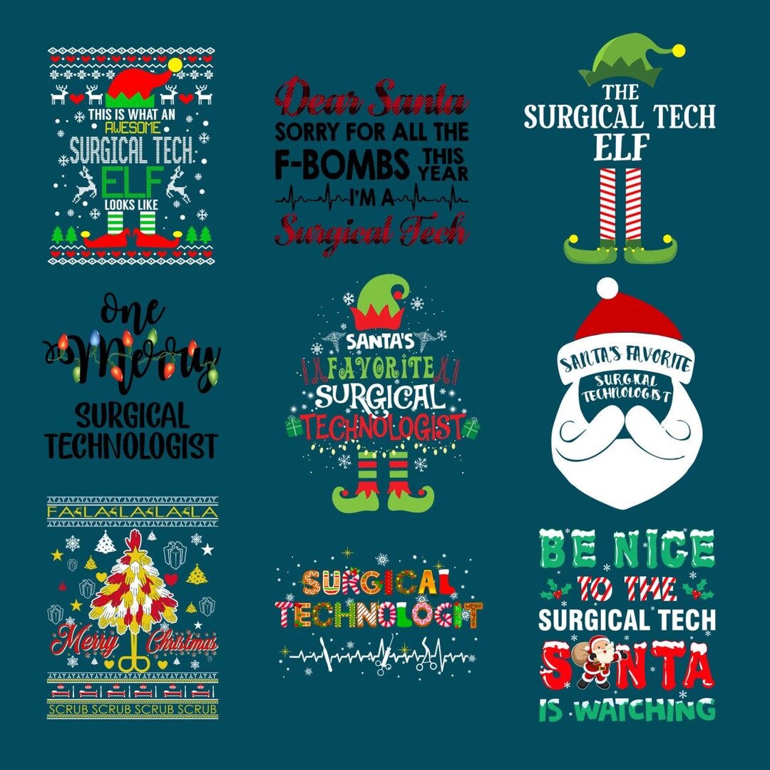 9 Designs Surgical Tech Christmas Png, Surgeon Bundle Png, Surgery Crew ...