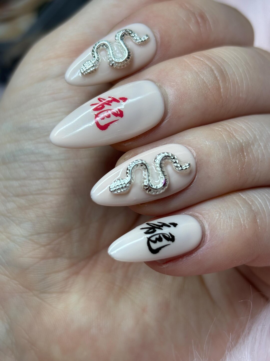 Japanese Style Nails With Jewels Set of 20 Nails Handmade Nail Art ...