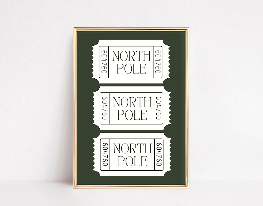 North Pole Ticket Red Print Digital Download - Etsy