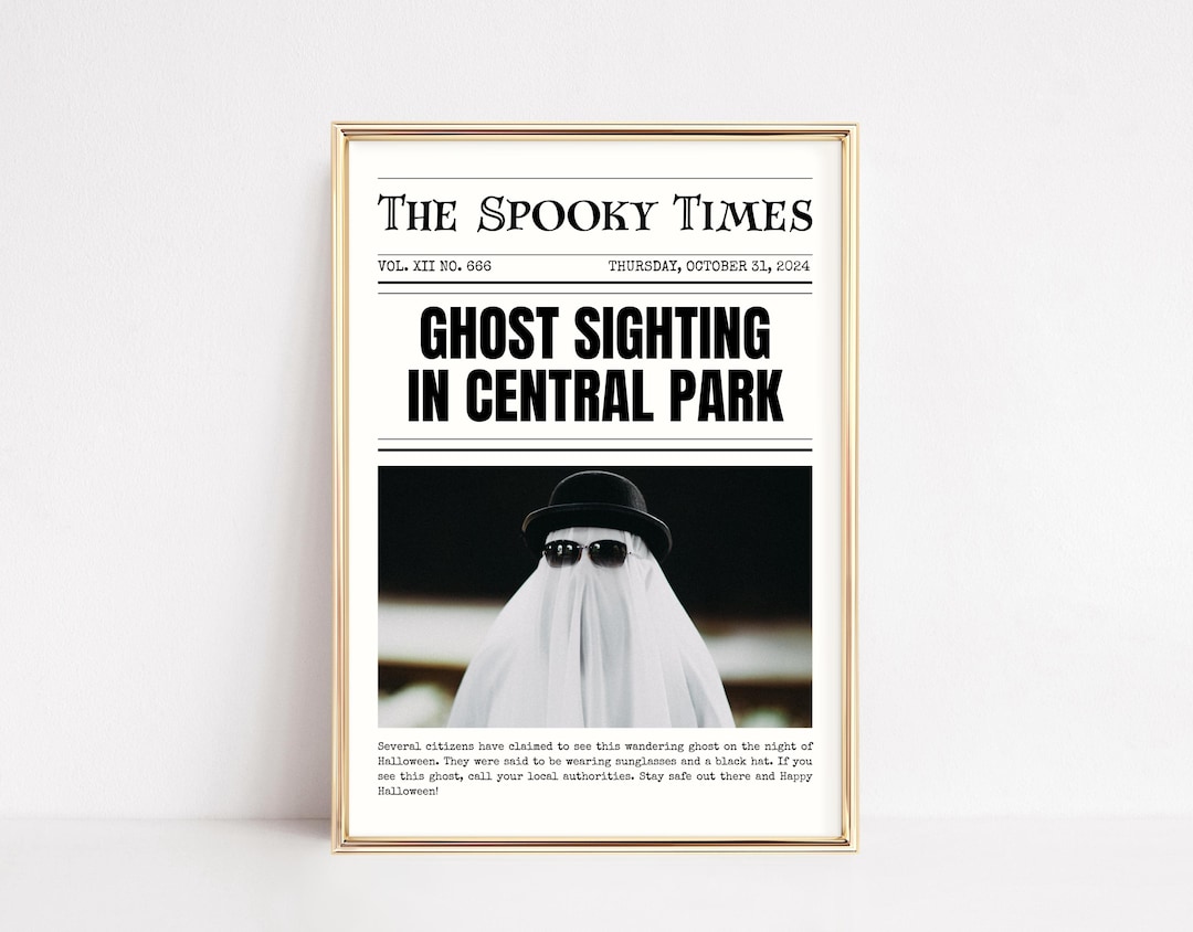 The Spooky Times Newspaper Article | Ghost Sighting Print | Digital ...
