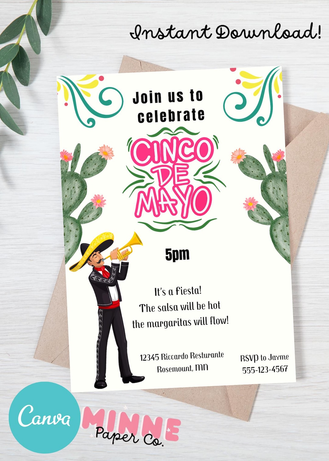 Cinco De Mayo Party Invitation: Editable Fiesta Invite (digital ...