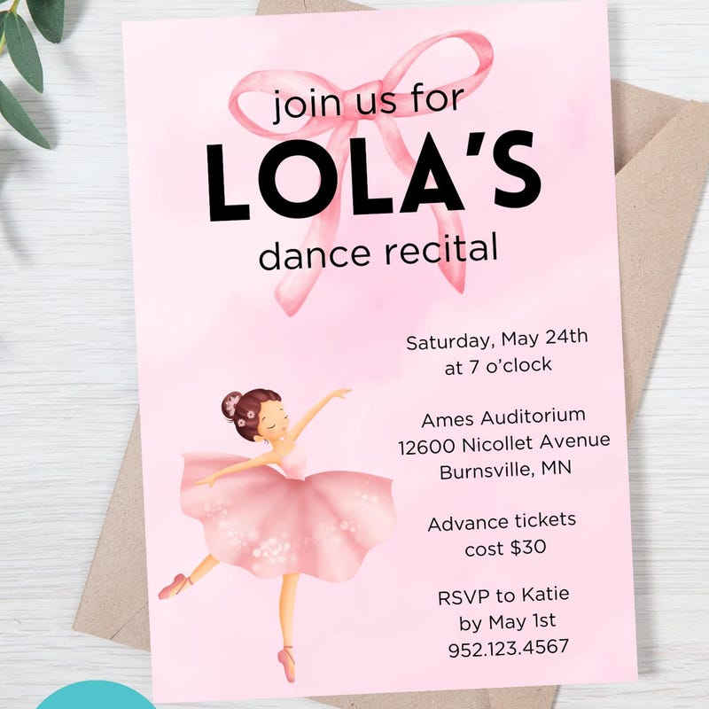 Dance Recital Card - Etsy
