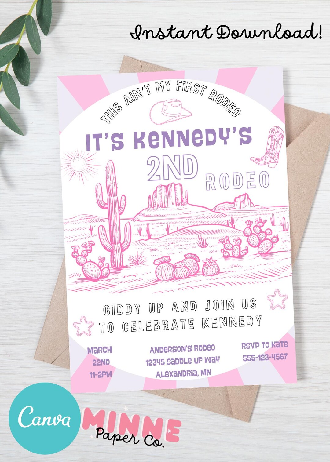 Pink Rodeo Cowgirl Western Birthday Party Invitation, This Ain't My ...