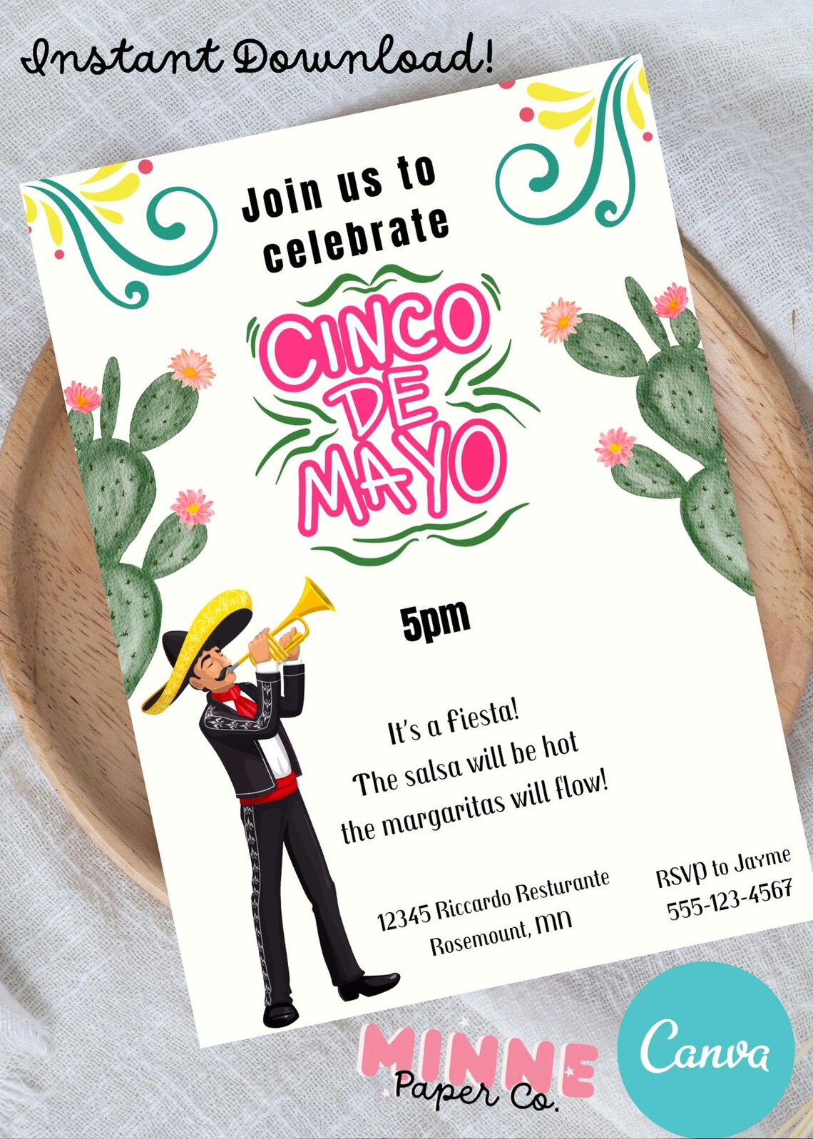 Cinco De Mayo Party Invitation: Editable Fiesta Invite (digital ...