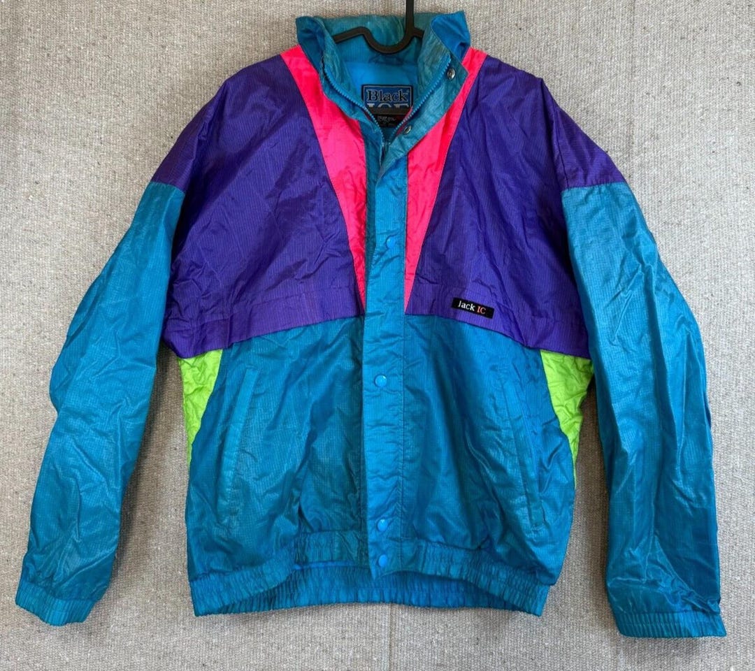 Vintage Black Ice Windbreaker Long Sleeve Jacket Mens Sz Medium ...