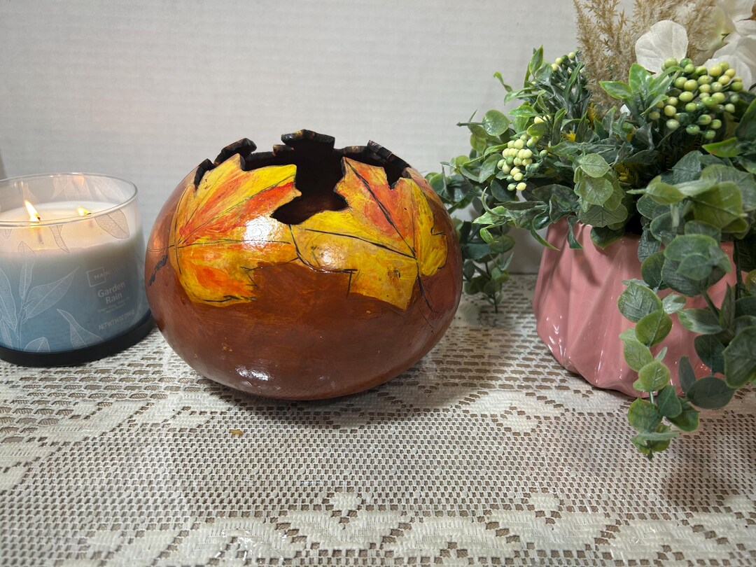 Hand Painted Fall Gourd Decorations , 6”H X 8”diameter - Etsy