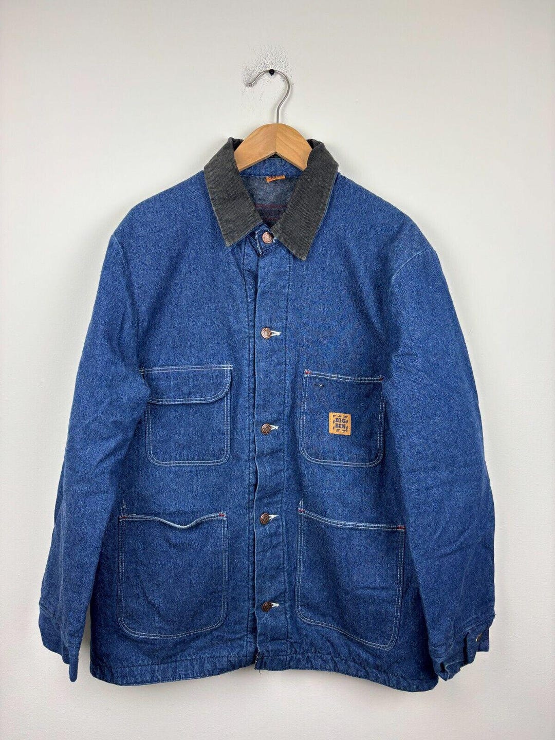 Vintage 1990s Big Ben Denim Workwear Blanket Lined Chore Jacket ...