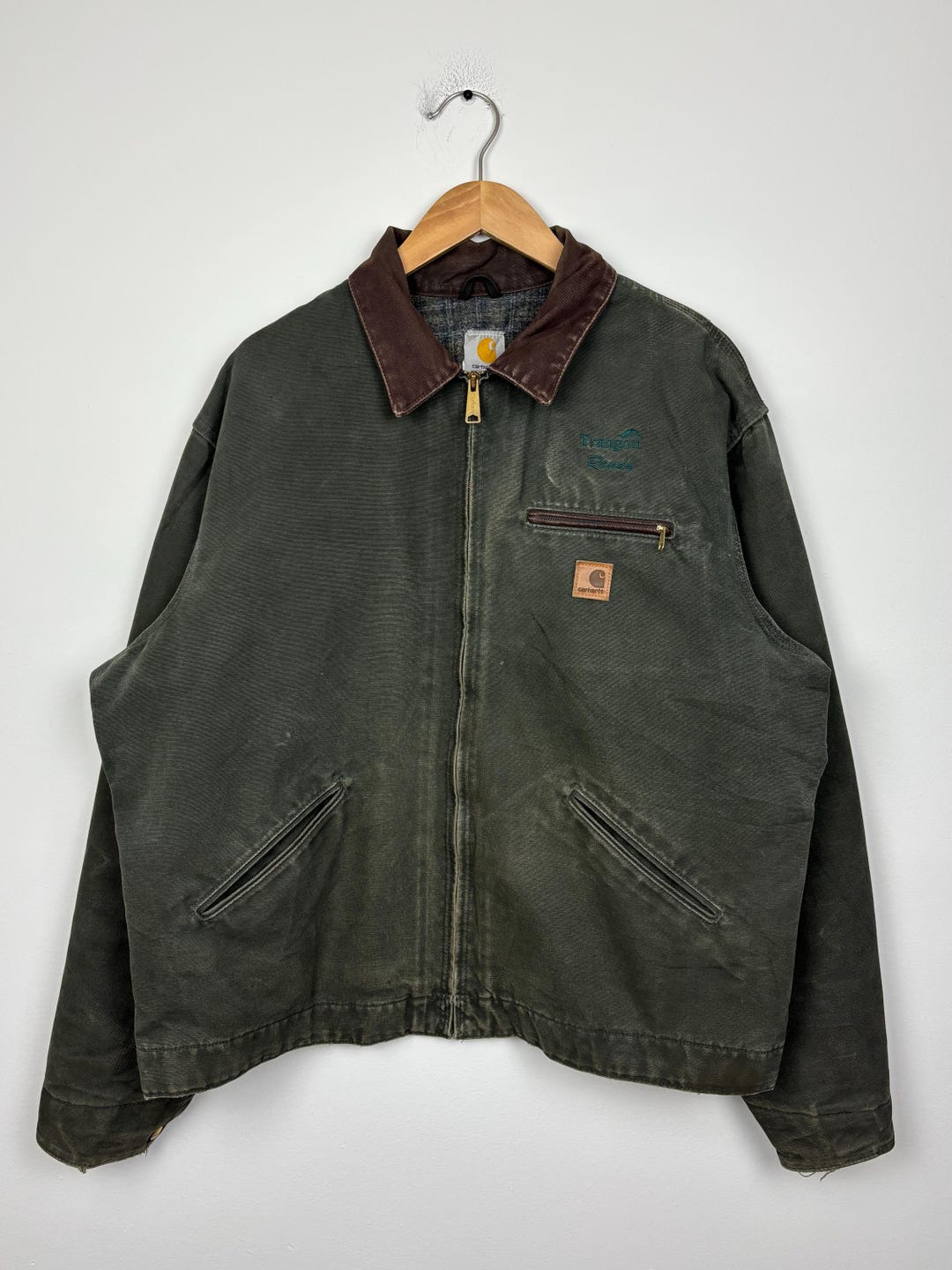 Vintage Carhartt Detroit Blanket Lined Jacket / Workwear Outerwear / J97 MOS Green / Size XL ...