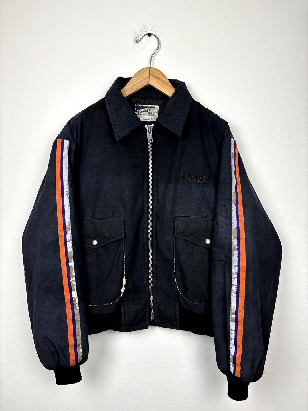 Vintage 1980s Fedex Jacket / Federal Express / Outerwear / Large Black ...